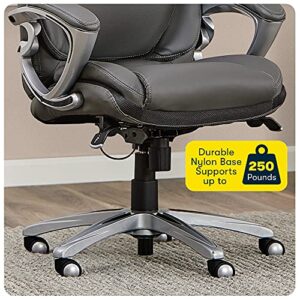 Serta AIR Health and Wellness Executive Office Chair High Back Ergonomic for Lumbar Support Task Swivel, Bonded Leather, Light Gray