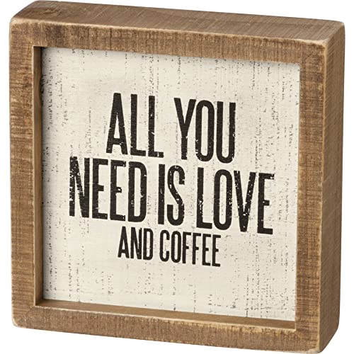 Primitives by Kathy All You Need is Love and Coffee Inset Box Sign