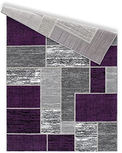 L'Baiet Verena Purple Geometric 8x10 Rugs, Bedroom Rug, Rugs for Living Room, Room Decor