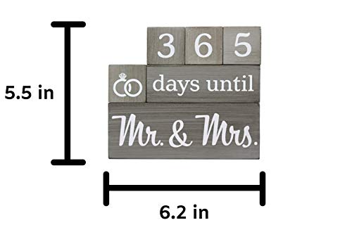 Wedding Countdown Calendar Wooden Blocks - Engagement Gifts - Bride to Be - Bridal Shower Gift - Engaged - Engagement Gifts for Couples - Rustic Gray with White Numbers