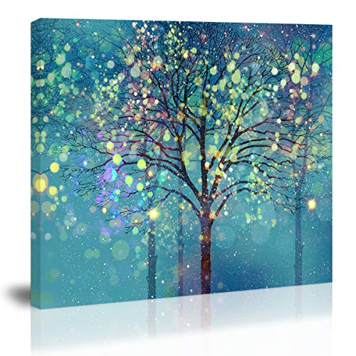 Teal Tree Wall Art Decor Tree of Life Modern Abstract Canvas Painting Prints Pictures Artwork Home Decor for Kitchen Living Room Dining Room