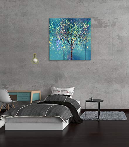 Teal Tree Wall Art Decor Tree of Life Modern Abstract Canvas Painting Prints Pictures Artwork Home Decor for Kitchen Living Room Dining Room