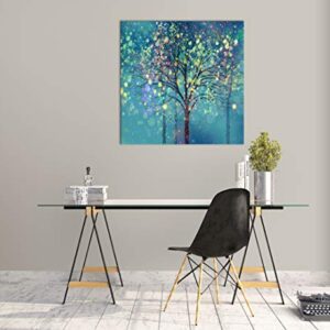 Teal Tree Wall Art Decor Tree of Life Modern Abstract Canvas Painting Prints Pictures Artwork Home Decor for Kitchen Living Room Dining Room