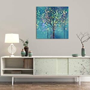 Teal Tree Wall Art Decor Tree of Life Modern Abstract Canvas Painting Prints Pictures Artwork Home Decor for Kitchen Living Room Dining Room