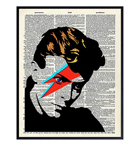 David Bowie Unframed Dictionary Wall Art Print - Great Gift for Rock n Roll Music Fans - Chic Home Decor - Ready to Frame (8x10) Photo - Ziggy Stardust