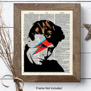 David Bowie Unframed Dictionary Wall Art Print - Great Gift for Rock n Roll Music Fans - Chic Home Decor - Ready to Frame (8x10) Photo - Ziggy Stardust