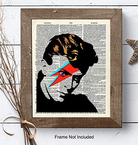 David Bowie Unframed Dictionary Wall Art Print - Great Gift for Rock n Roll Music Fans - Chic Home Decor - Ready to Frame (8x10) Photo - Ziggy Stardust