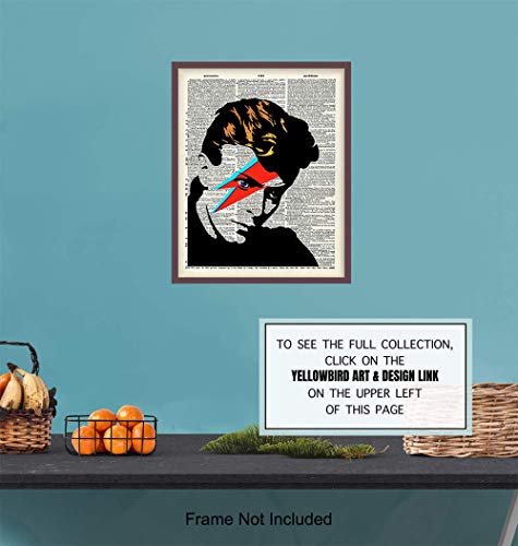 David Bowie Unframed Dictionary Wall Art Print - Great Gift for Rock n Roll Music Fans - Chic Home Decor - Ready to Frame (8x10) Photo - Ziggy Stardust