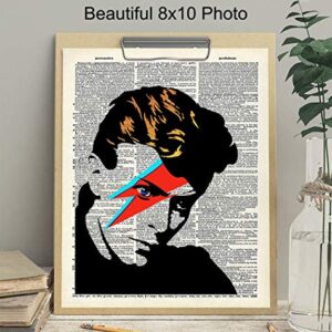 David Bowie Unframed Dictionary Wall Art Print - Great Gift for Rock n Roll Music Fans - Chic Home Decor - Ready to Frame (8x10) Photo - Ziggy Stardust