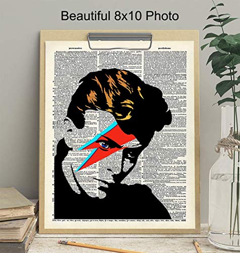 David Bowie Unframed Dictionary Wall Art Print - Great Gift for Rock n Roll Music Fans - Chic Home Decor - Ready to Frame (8x10) Photo - Ziggy Stardust