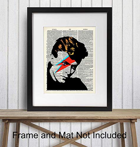 David Bowie Unframed Dictionary Wall Art Print - Great Gift for Rock n Roll Music Fans - Chic Home Decor - Ready to Frame (8x10) Photo - Ziggy Stardust