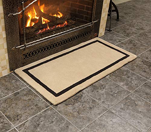 Minuteman International Mesa Tan Contemporary Wool Hearth Rug, Rectangular