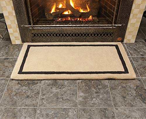 Minuteman International Mesa Tan Contemporary Wool Hearth Rug, Rectangular