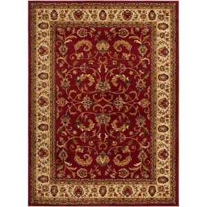 Home Dynamix Royalty Elati Traditional Ornate Damask Area Rug, 43 in x 62 in Rectangle, Red-Ivory