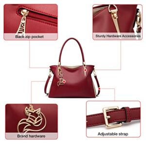 Leather Handbags for Women, Split Leather Large Capacity Zipper Closure Ladies Top-handle Bags Womens Roomy Tote Purses Women's Handbag Fashion Shoulder Bag