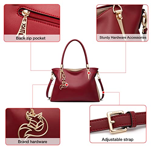 Leather Handbags for Women, Split Leather Large Capacity Zipper Closure Ladies Top-handle Bags Womens Roomy Tote Purses Women's Handbag Fashion Shoulder Bag