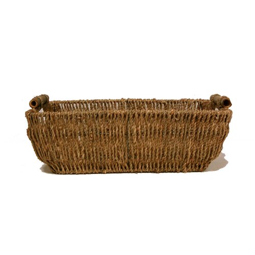 The Lucky Clover Trading Seagrass Tray Bamboo Handles Basket, Natural