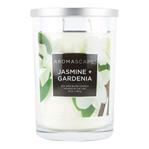 aromascape pt41917 2-wick scented jar candle, jasmine & gardenia, 19-ounce, white