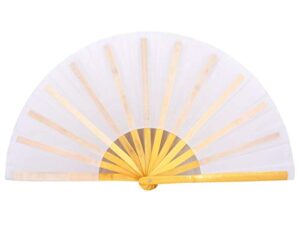 amajiji large folding fans, rave festival accessories for men/women, chinese japanese hand fan gift fan drag queen fan performance fan dance fan (white)