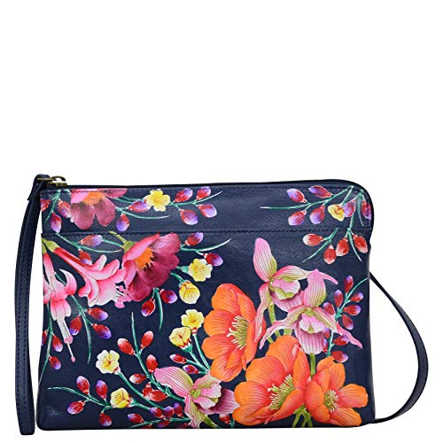 Anuschka Women’s Genuine Leather Three-In-One Clutch - Hand Painted Exterior - Moonlit Meadow