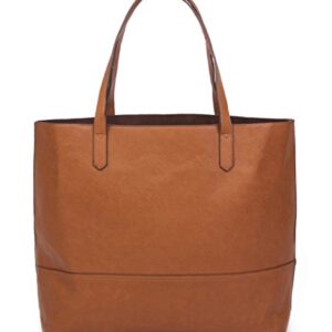 Overbrooke Reversible Tote Bag, Tan - Vegan Leather Womens Shoulder Tote with Wristlet