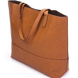 Overbrooke Reversible Tote Bag, Tan - Vegan Leather Womens Shoulder Tote with Wristlet