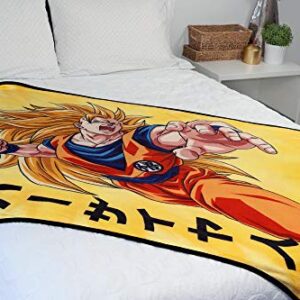 Dragon Ball Z Goku Super Saiyan 3 Japanese Fleece Throw Blanket | Features Goku's Super Saiyan 3 Form | 60 x 45 Inches