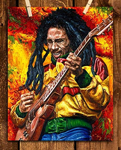 "Bob Marley-Rocking"- Abstract Concert Wall Art -8 x 10"s Wall Prints-Ready To Frame-Classic Marley Poster Print. Modern Home-Studio-Bar-Office Décor. Perfect Gift for All Reggae & Marley Fans.