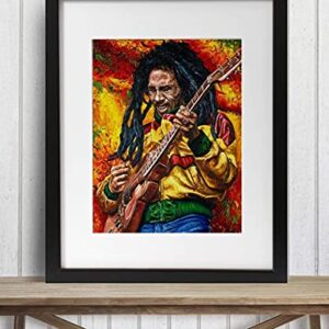 "Bob Marley-Rocking"- Abstract Concert Wall Art -8 x 10"s Wall Prints-Ready To Frame-Classic Marley Poster Print. Modern Home-Studio-Bar-Office Décor. Perfect Gift for All Reggae & Marley Fans.