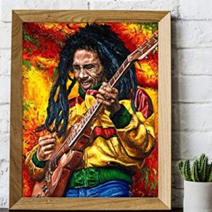 "Bob Marley-Rocking"- Abstract Concert Wall Art -8 x 10"s Wall Prints-Ready To Frame-Classic Marley Poster Print. Modern Home-Studio-Bar-Office Décor. Perfect Gift for All Reggae & Marley Fans.