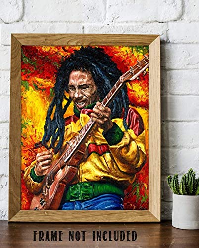 "Bob Marley-Rocking"- Abstract Concert Wall Art -8 x 10"s Wall Prints-Ready To Frame-Classic Marley Poster Print. Modern Home-Studio-Bar-Office Décor. Perfect Gift for All Reggae & Marley Fans.