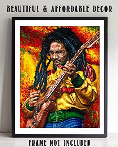 "Bob Marley-Rocking"- Abstract Concert Wall Art -8 x 10"s Wall Prints-Ready To Frame-Classic Marley Poster Print. Modern Home-Studio-Bar-Office Décor. Perfect Gift for All Reggae & Marley Fans.