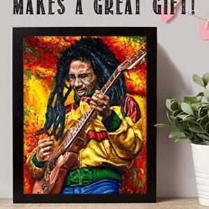 "Bob Marley-Rocking"- Abstract Concert Wall Art -8 x 10"s Wall Prints-Ready To Frame-Classic Marley Poster Print. Modern Home-Studio-Bar-Office Décor. Perfect Gift for All Reggae & Marley Fans.