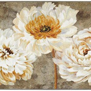 Brumlow Mills Pearl Grey Floral Study by Pamela Gladding Decorative Rug for Kitchen, Entryway Rug, Living Room or Bedroom Carpet, 2'6" x 3'10"