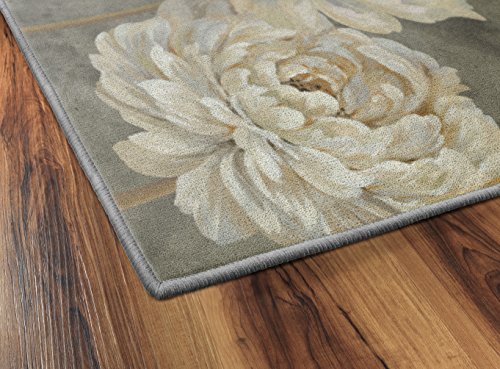 Brumlow Mills Pearl Grey Floral Study by Pamela Gladding Decorative Rug for Kitchen, Entryway Rug, Living Room or Bedroom Carpet, 2'6" x 3'10"