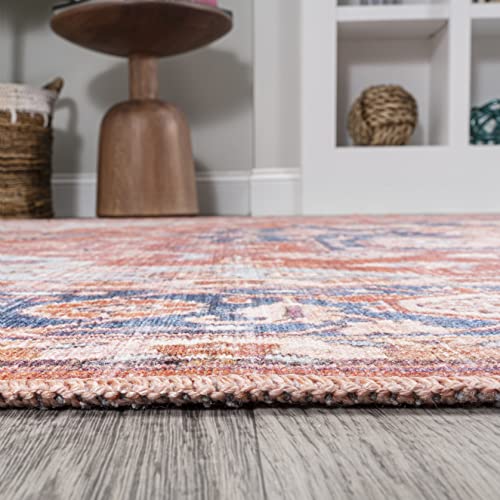 JONATHAN Y WSH109A-3 Maris Ornate Medallion Machine Washable Indoor Bohemian Transitional Area Rug,High Traffic,Kitchen,Living Room,Backyard,Non Shedding,3 X 5,Terracotta/Cream