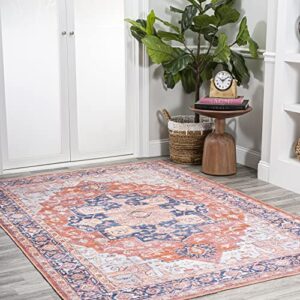 JONATHAN Y WSH109A-3 Maris Ornate Medallion Machine Washable Indoor Bohemian Transitional Area Rug,High Traffic,Kitchen,Living Room,Backyard,Non Shedding,3 X 5,Terracotta/Cream