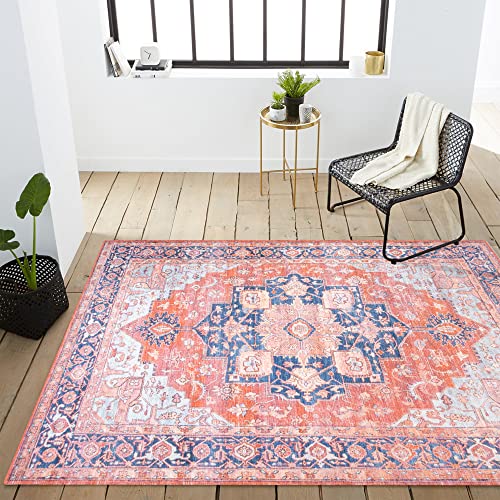 JONATHAN Y WSH109A-3 Maris Ornate Medallion Machine Washable Indoor Bohemian Transitional Area Rug,High Traffic,Kitchen,Living Room,Backyard,Non Shedding,3 X 5,Terracotta/Cream