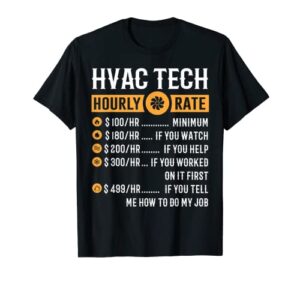 funny hvac tech gifts – hvac tech hourly rate t-shirt