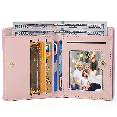 UTO Wallet for Girls PU Leather Card Holder Organizer Women Small Cute Coin Purse Light Purple