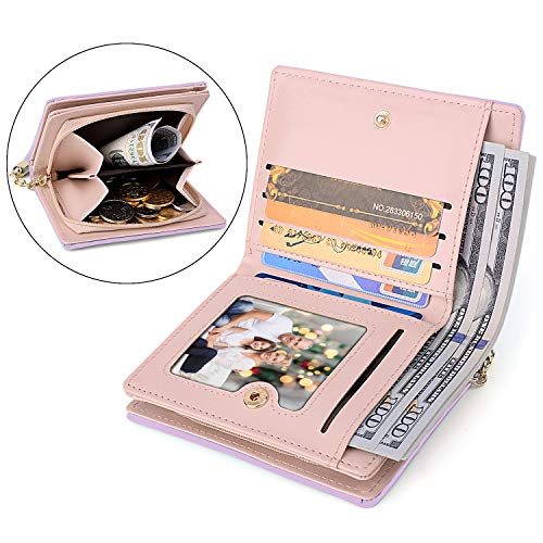 UTO Wallet for Girls PU Leather Card Holder Organizer Women Small Cute Coin Purse Light Purple