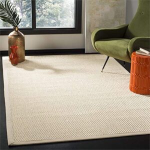 SAFAVIEH Natural Fiber Collection 9' x 12' Ivory / Light Beige NF150A Border Sisal Area Rug