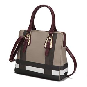 MKF Crossbody Tote Bag for Women - Handbag Purse Shoulder Strap - Top Handle Lady Satchel PU Leather Pocketbook Burgundy