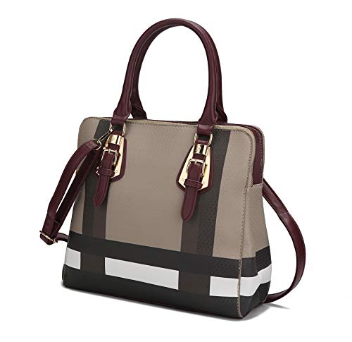 MKF Crossbody Tote Bag for Women - Handbag Purse Shoulder Strap - Top Handle Lady Satchel PU Leather Pocketbook Burgundy