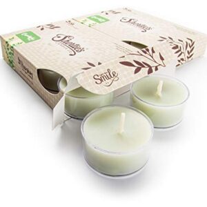 Eucalyptus Leaf Premium Tealight Candles Multi Pack - Highly Scented with Essential & Natural Oils - 12 Green Tea Lights - Beautiful Candlelight - Made in The USA - Fresh & Clean Collection