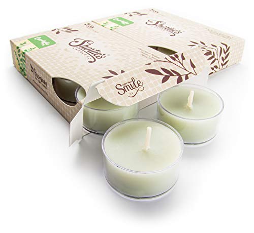 Eucalyptus Leaf Premium Tealight Candles Multi Pack - Highly Scented with Essential & Natural Oils - 12 Green Tea Lights - Beautiful Candlelight - Made in The USA - Fresh & Clean Collection