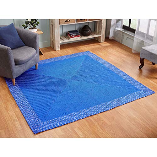 Better Trends Indoor Outdoor Braid Collection is Durable and Stain Resistant Reversible All Weather Utility Rug 100% Polypropylene in Vibrant Colors, 72" Square, Blue