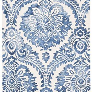 SAFAVIEH Dip Dye Collection 3' x 5' Blue/Ivory DDY210M Handmade Premium Wool Area Rug