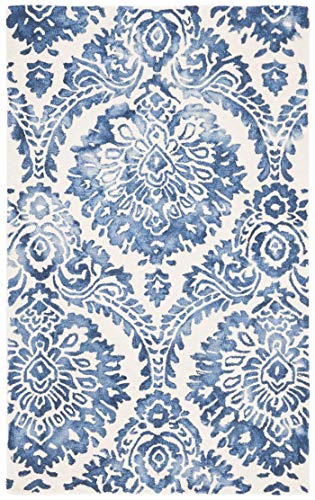 SAFAVIEH Dip Dye Collection 3' x 5' Blue/Ivory DDY210M Handmade Premium Wool Area Rug