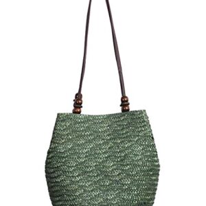 TONWHAR European Style Straw Bag Purse Woven Summer Beach Tote for women (Army Green)